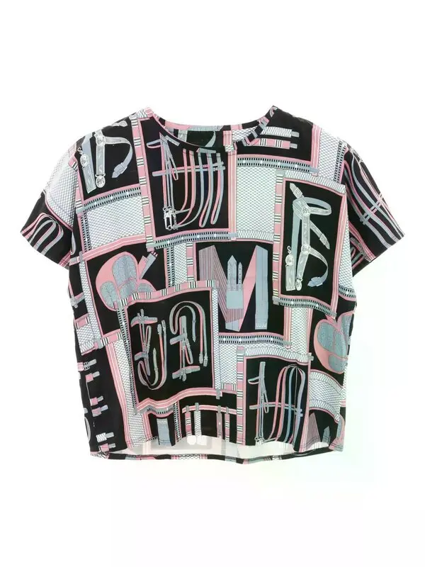 Hermès 2010s Lettres Equestres Crew-neck T-shirt