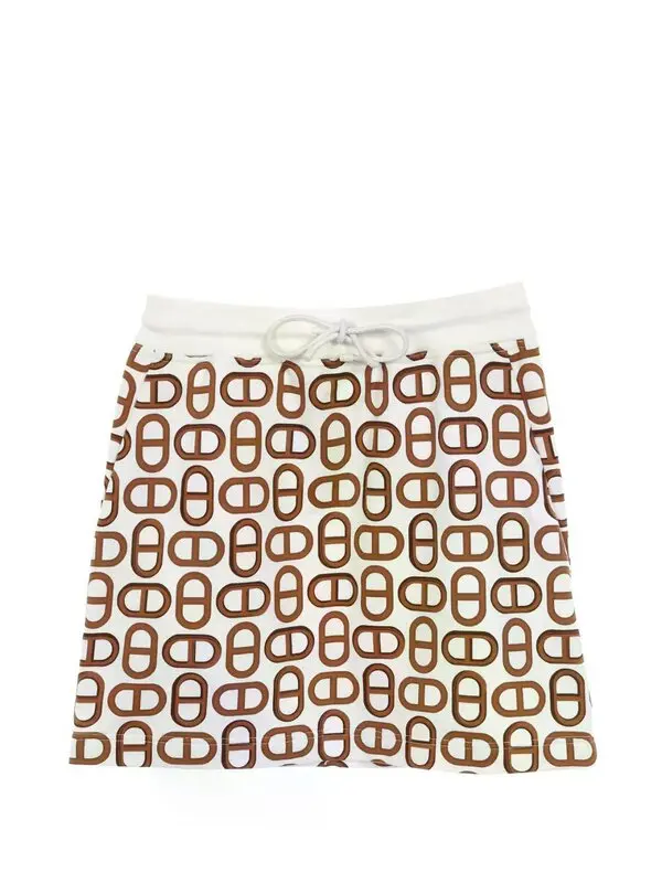 Hermès 2000s Chain Print Skirt - White