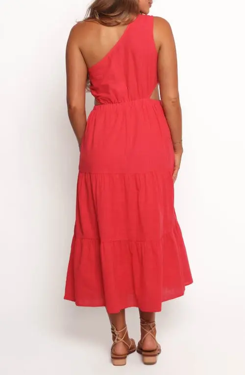 PETAL & PUP Teresa One-shoulder Cutout Cotton Midi Dress