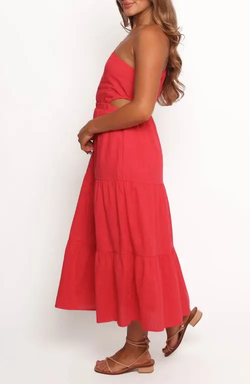 PETAL & PUP Teresa One-shoulder Cutout Cotton Midi Dress