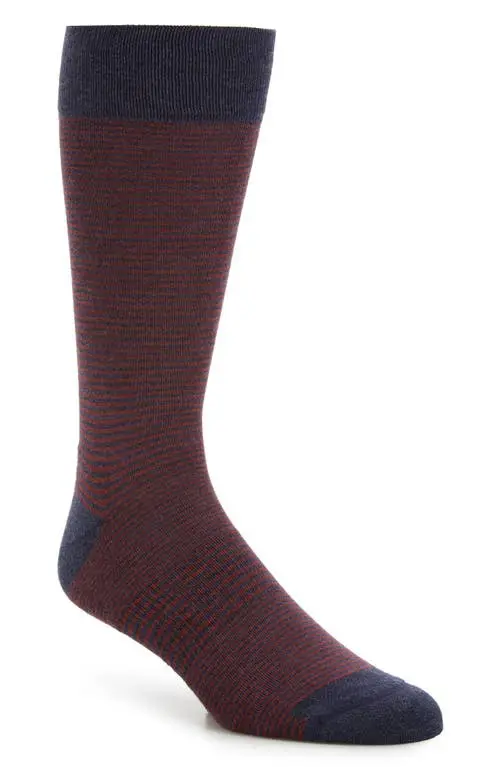 Nordstrom Feeder Stripe Crew Socks - Navy/rust