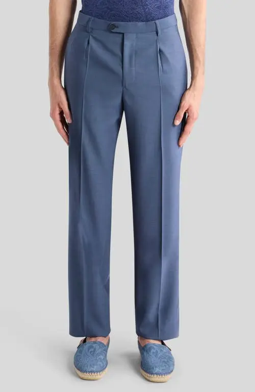 Etro Roma Single-pleat Wool Pants - Indaco