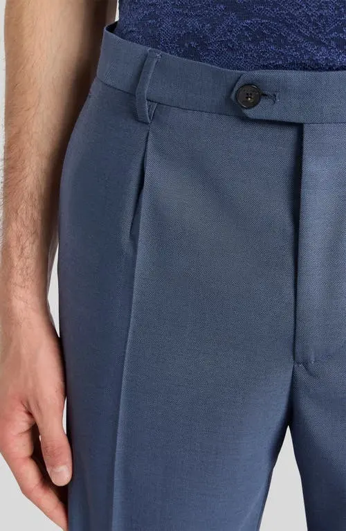Etro Roma Single-pleat Wool Pants - Indaco