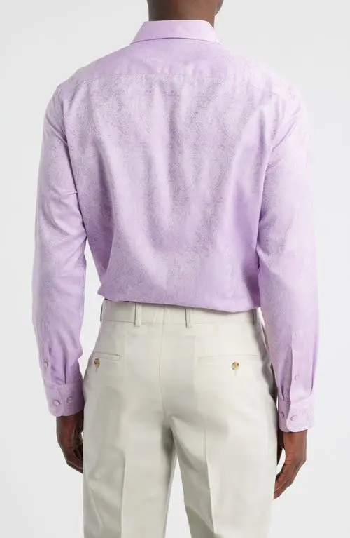 Etro Roma Regular Fit Violet Paisley Jacquard Cotton Dress Shirt