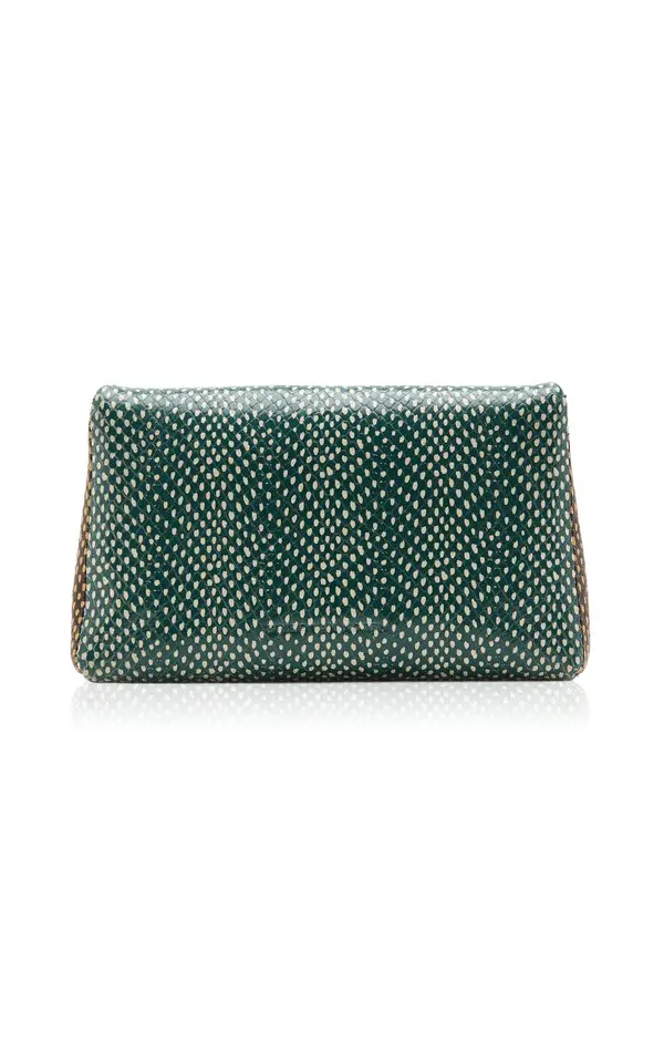 Dries Van Noten Printed Leather Envelope Clutch - Blue