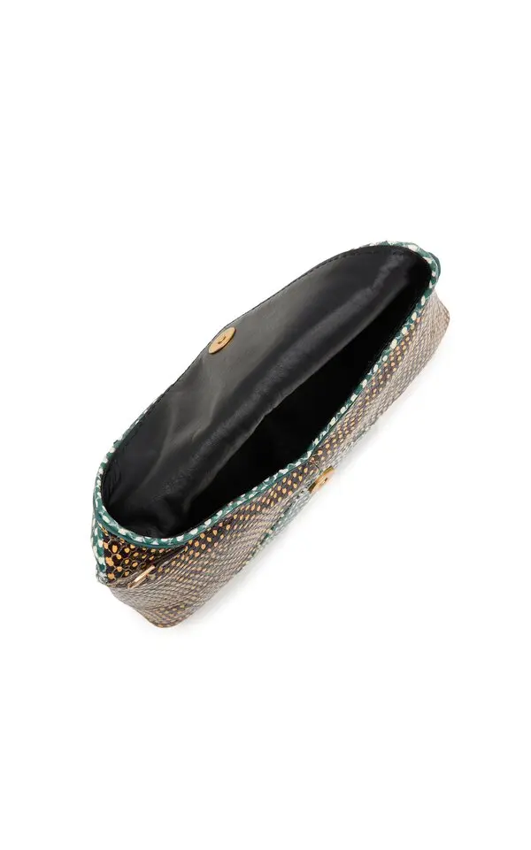 Dries Van Noten Printed Leather Envelope Clutch - Blue