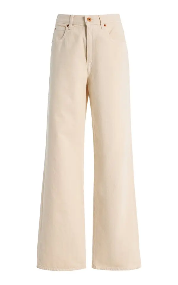 SLVRLAKE Grace Rigid High-rise Wide-leg Jeans - Ivory