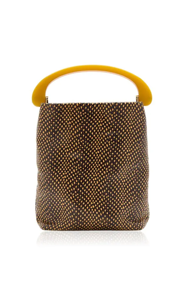 Dries Van Noten Printed Leather Top Handle Bag - Brown