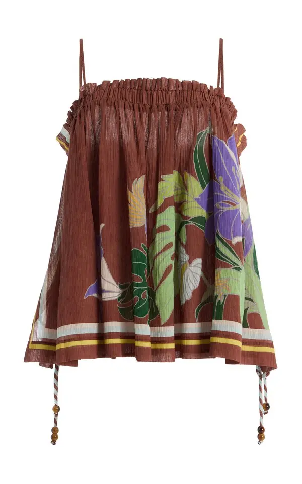 ALEMAIS Alfie Ruched Cotton-silk Top