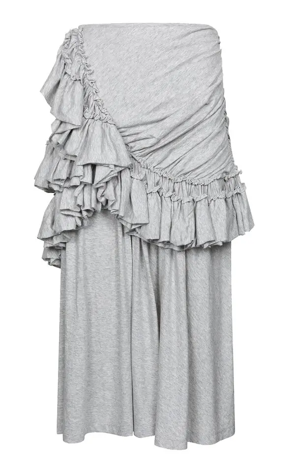 Dries Van Noten Humairah Ruffled Midi Skirt - Grey