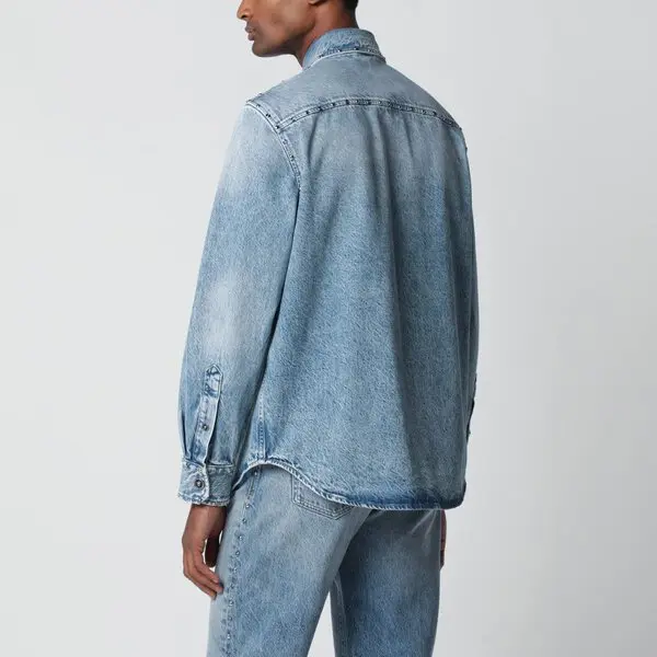 Versace Stone-washed Denim Shirt With Studs