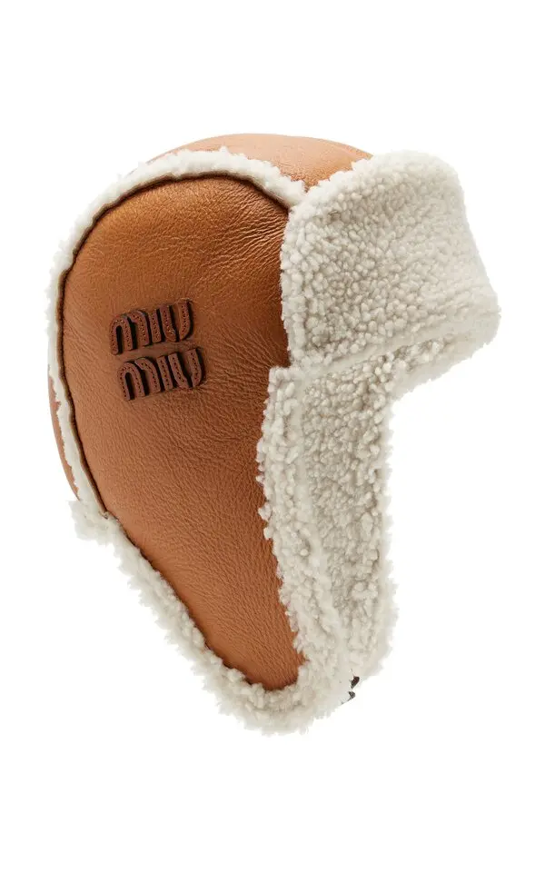 Miu Miu Shearling Trapper Hat - Brown