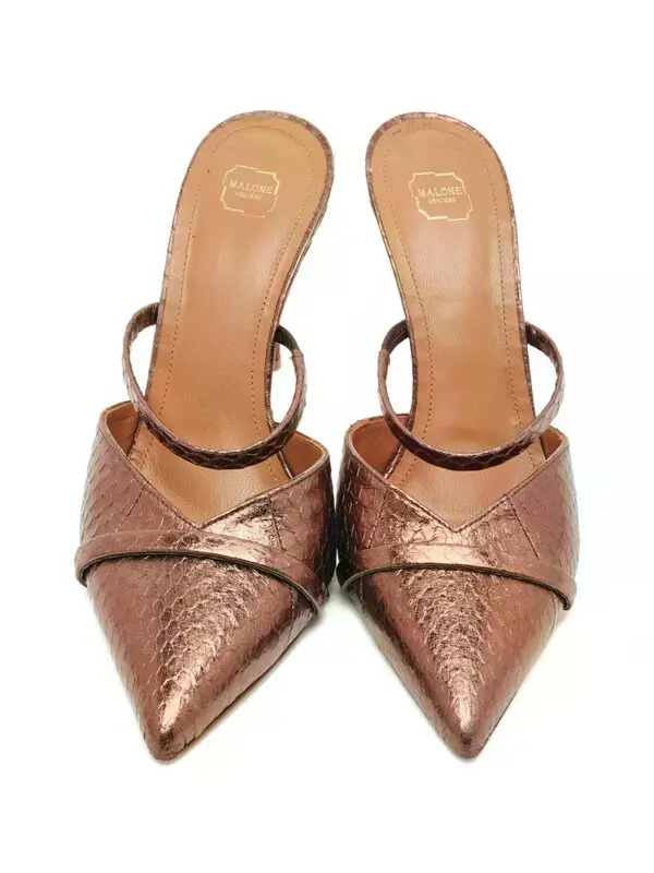 MALONE SOULIERS Snakeskin Embossed Mules