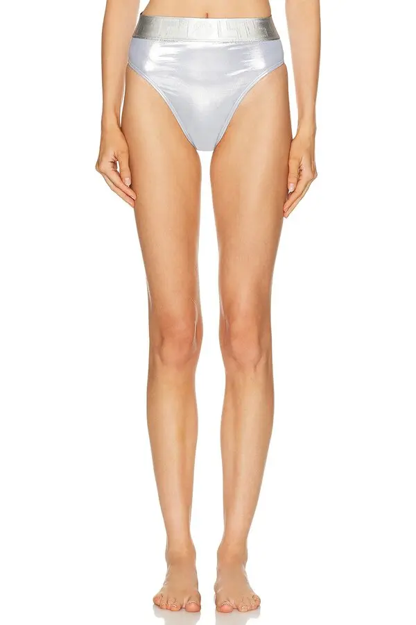 Versace High Waisted Bikini Bottom - Silver