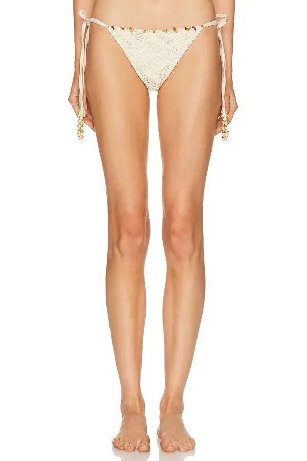 PatBO Lycra Mesh Bikini Bottom - Beige
