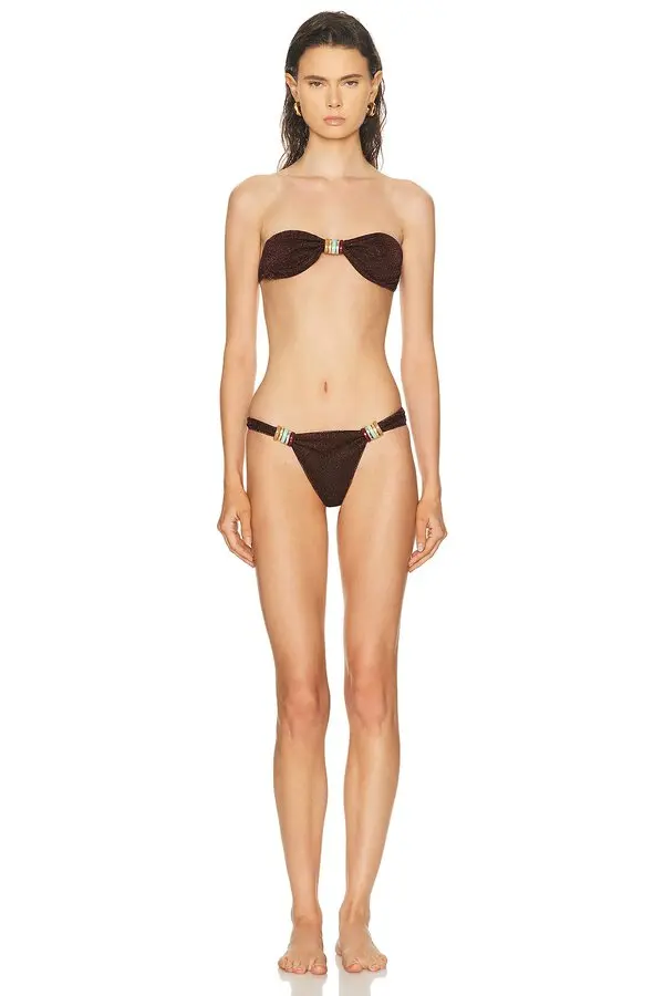 Oseree Lumiere Multi Ring Bandeau Bikini Set - Chocolate