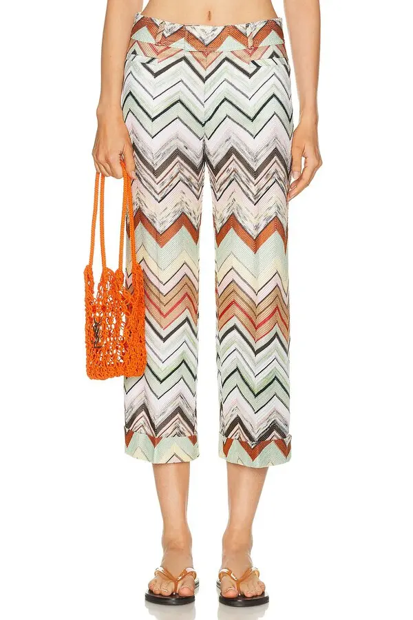 Missoni Straight Leg Trouser - Multicolor Green, Camel, White, & Pink
