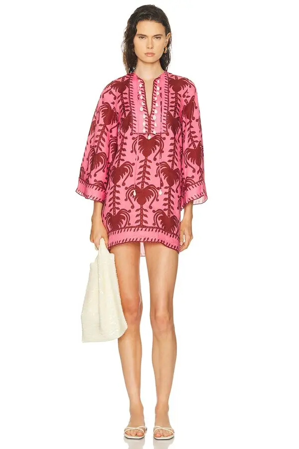 Johanna Ortiz Wild Savannah Tunic Dress - Pink & Cherry