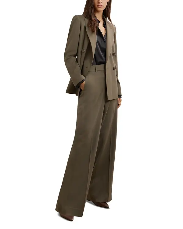REISS Petite Solene Wide Leg Pants - Green
