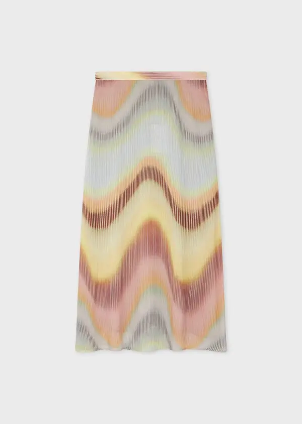 Paul Smith Gradient Wave Crinkle Georgette Midi Skirt
