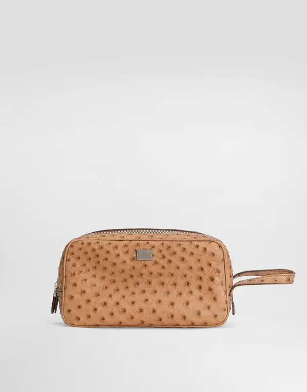 Dolce & Gabbana Ostrich Necessaire - Beige