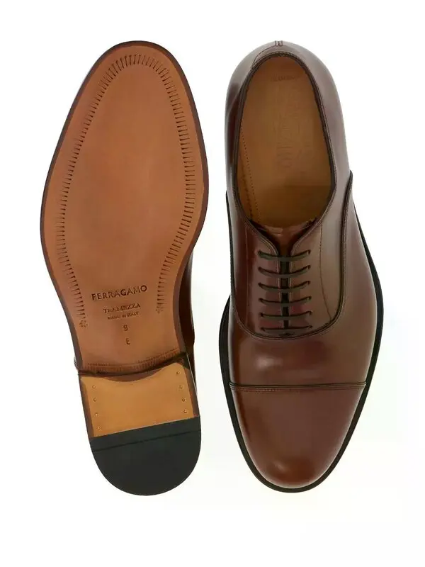 FERRAGAMO Tramezza Round-toe Leather Oxford Shoes