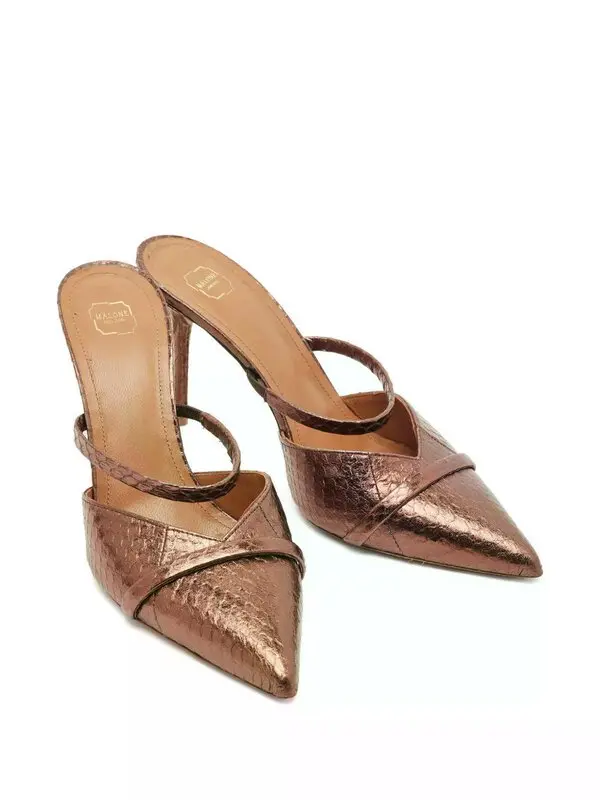 MALONE SOULIERS Snakeskin-embossed Mules