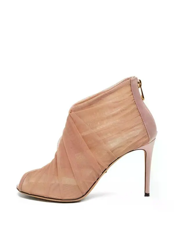 Dolce & Gabbana Ruched Satin-trim Peep-toe Stiletto Boots