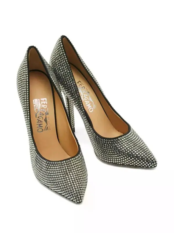 FERRAGAMO Crystal-embellished Pumps - Silver