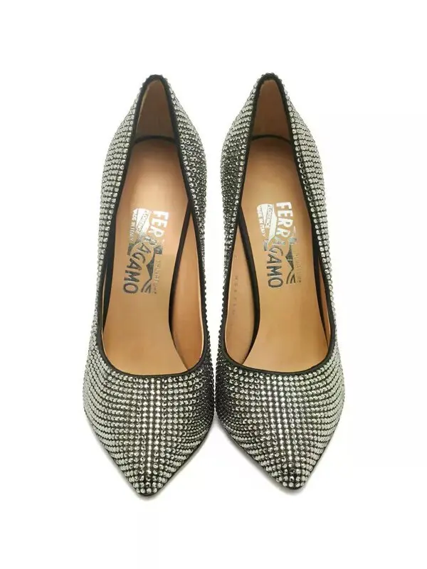 FERRAGAMO Crystal-embellished Pumps - Silver
