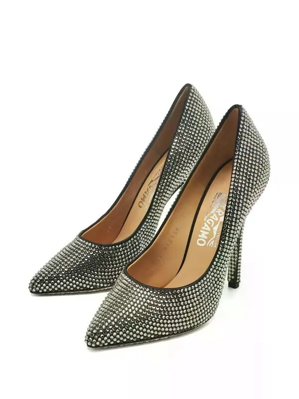 FERRAGAMO Crystal-embellished Pumps - Silver