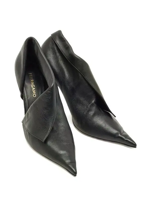 FERRAGAMO Leather Folded-front Pumps
