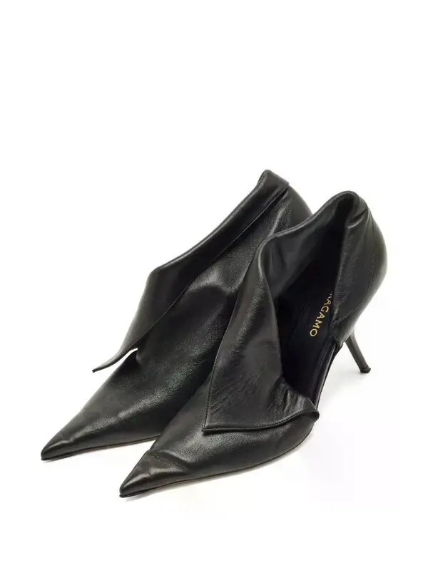 FERRAGAMO Leather Folded-front Pumps