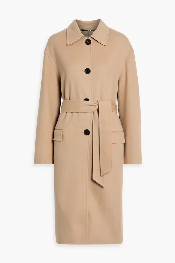 Marni Belted Embroidered Wool And Cashmere-blend Felt Coat