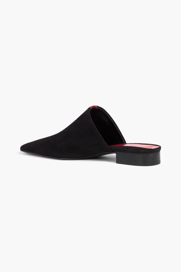 FERRAGAMO Selestina Suede And Patent-leather Slippers - Black
