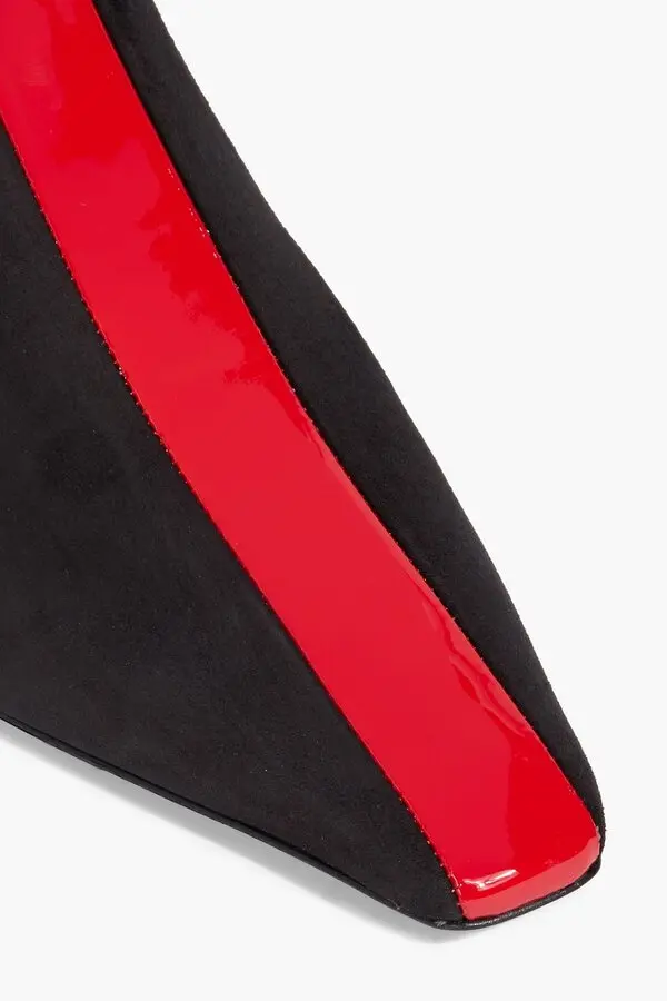 FERRAGAMO Selestina Suede And Patent-leather Slippers - Black