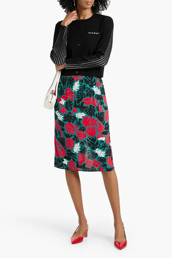 Marni Printed Crepe Skirt - Red