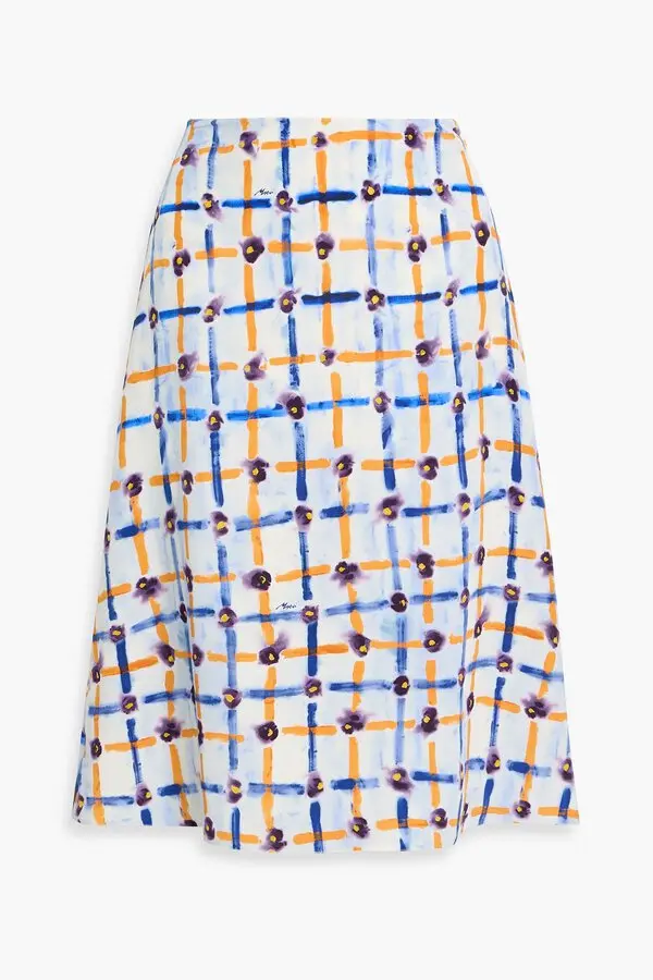 Marni Printed Silk Crepe De Chine Skirt