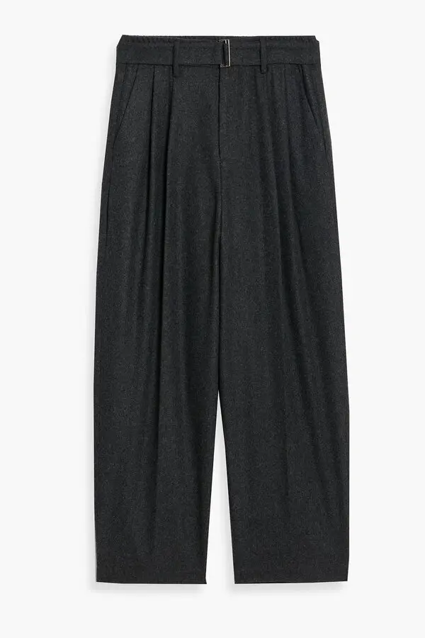 LE17SEPTEMBRE Belted Tapered Wool-blend Pants - Dark Gray