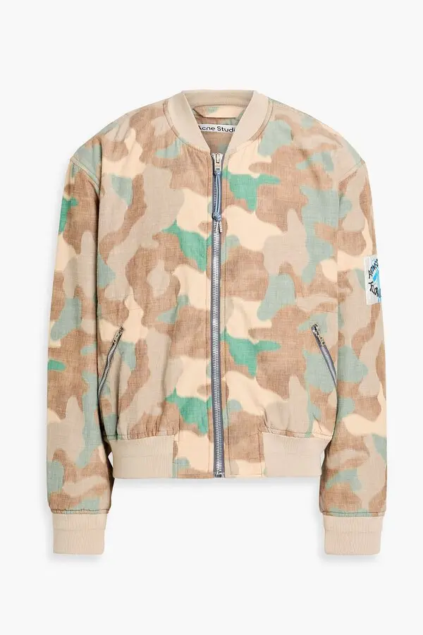 Acne Studios Camouflage Print Slub Cotton-blend Bomber Jacket