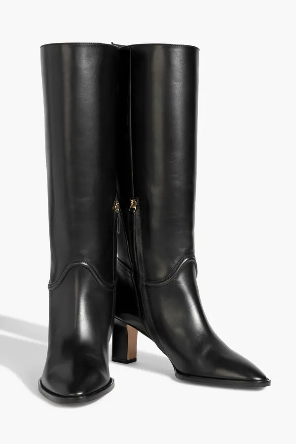 FERRAGAMO Torris 70 Leather Knee Boots - Black