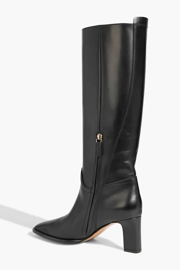 FERRAGAMO Torris 70 Leather Knee Boots - Black