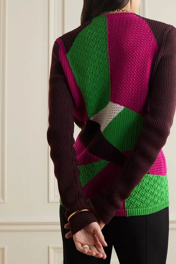 Gabriela Hearst Rourke Colorblock Pointelle-knit Cashmere Sweater