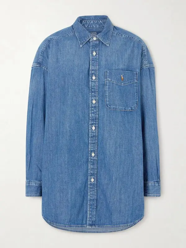 Polo Ralph Lauren Embroidered Denim Longline Shirt