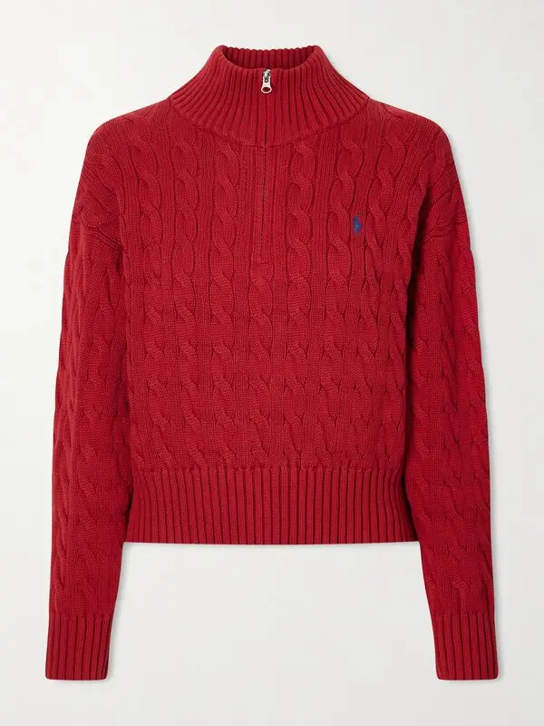 Polo Ralph Lauren Cable-knit Cotton Half-zip Sweater