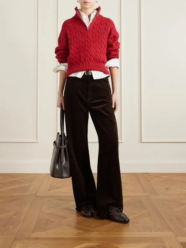 Polo Ralph Lauren Cable-knit Cotton Half-zip Sweater