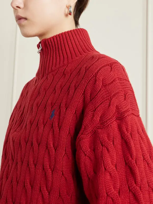 Polo Ralph Lauren Cable-knit Cotton Half-zip Sweater