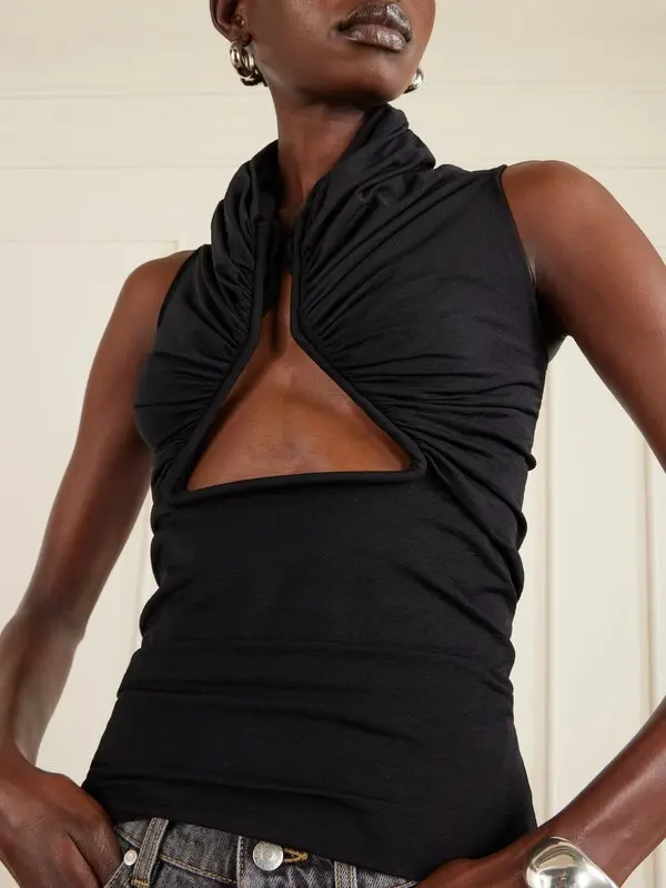 Rick Owens Cutout Gathered Jersey Top