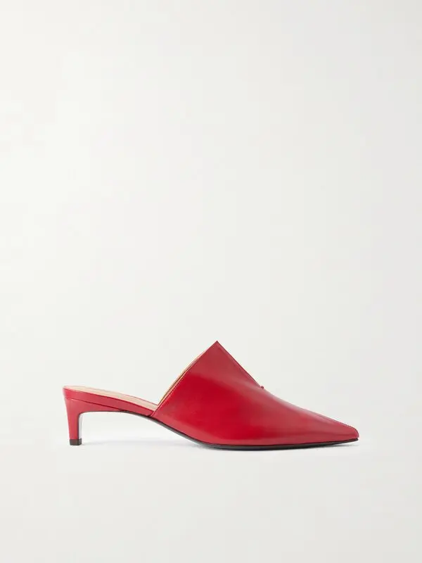TOD'S Glossed-leather Mules - Red