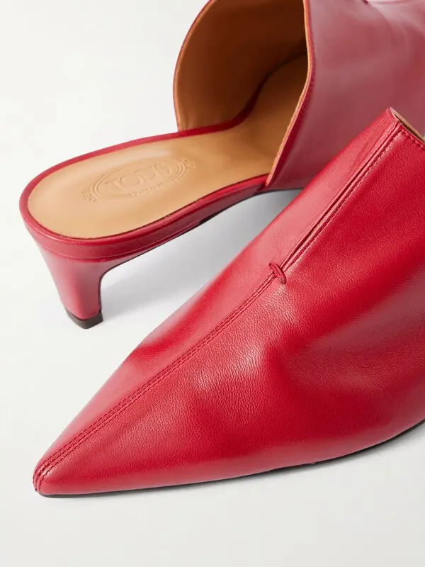 TOD'S Glossed-leather Mules - Red